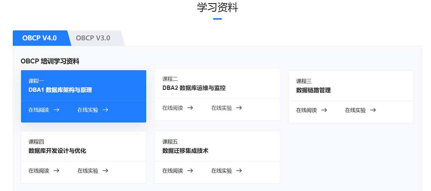 OBCP V4培训资料已经发布，想要考试的小伙伴抓紧了。 - 培训中心 - 社区问答- OceanBase社区-分布式数据库