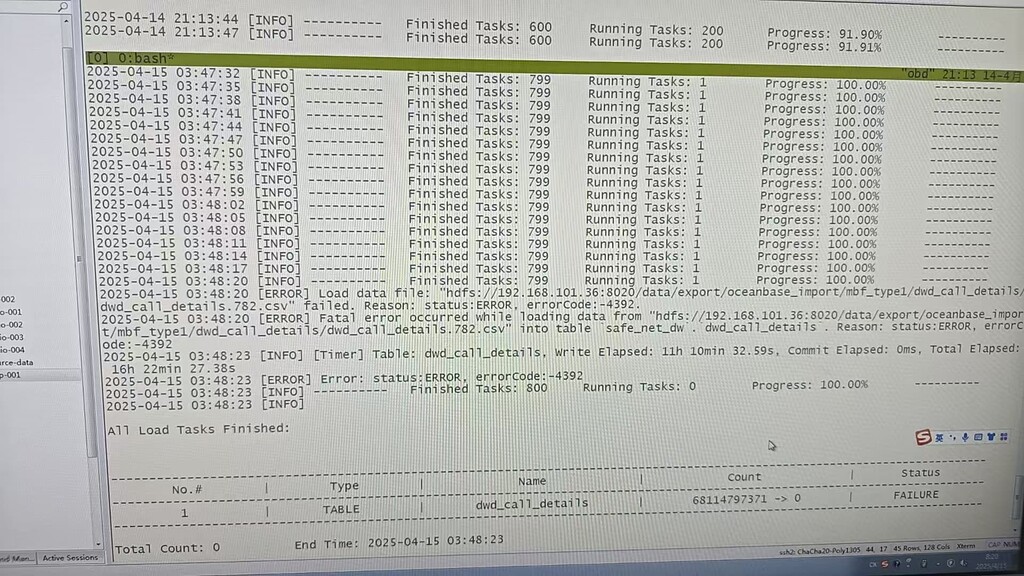 obloader旁路导入大量数据-报错4392 - OceanBase 技术问题 - 社区问答- OceanBase社区-分布式数据库