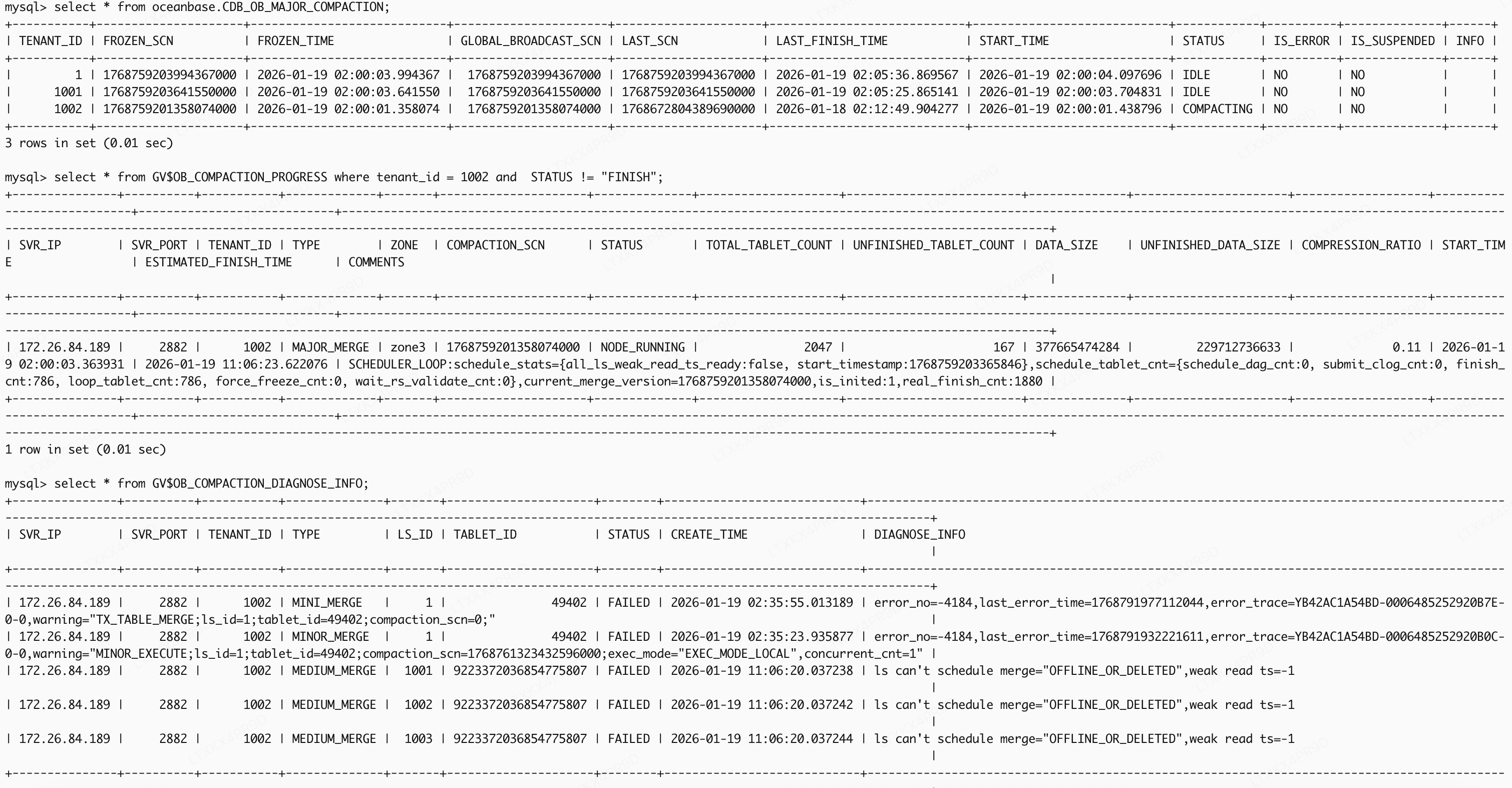 oceanbase合并长时间卡住 - OceanBase 技术问题 - 社区问答- OceanBase社区-分布式数据库